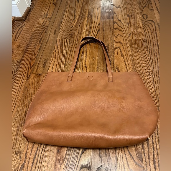 Madewell | Bags | Madewell Transport Tote Tan Leather Reversible Dark ...